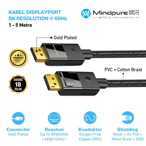 Jual Kabel Display Port 8K 60Hz 4K 144Hz Gold Plated | DP Displayport ...