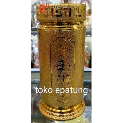 Jual vas bunga / hio kong / tempat hio - emas 8 inch - daun bambu ...