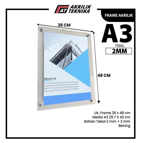 Jual Frame Bingkai Display Poster Akrilik Menu Dinding - Ukuran A3 - Tumpul 2mm - Kota Surabaya ...