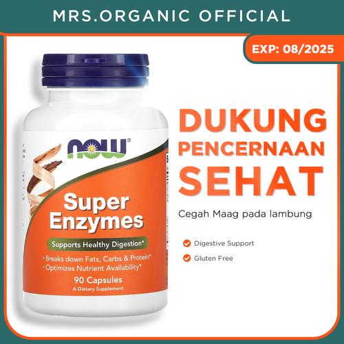 Jual NOW Super Enzymes 90 Capsules - enzim pencernaan gerd maag lambung ...
