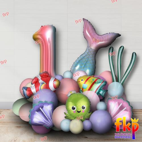 Jual Set Dekorasi Balon Tema Laut / balon Stand Laut / Balon mermaid ...