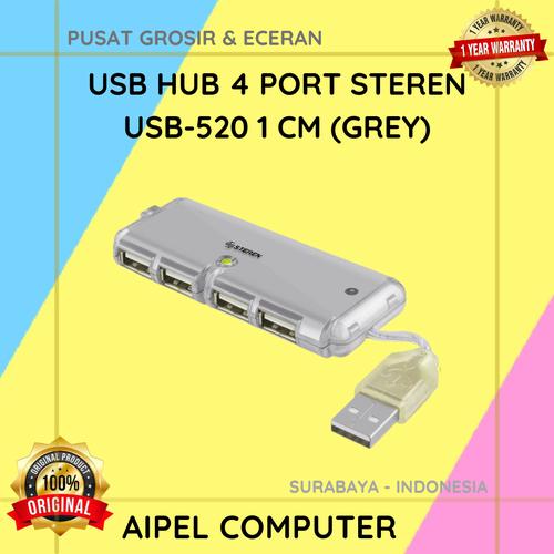 Jual U520 | USB HUB 4 PORT STEREN USB-520 1 CM (GREY) - Kota Surabaya ...