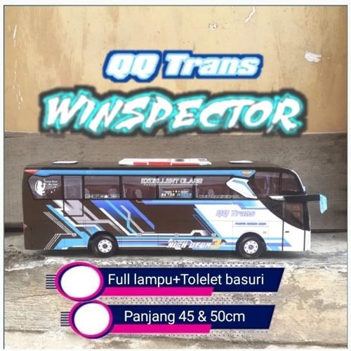 Jual Muniatur bus QQ TRANS WINSPECTOR mainan terbaru full lampu tolelet - tanpa lampu, panjang ...