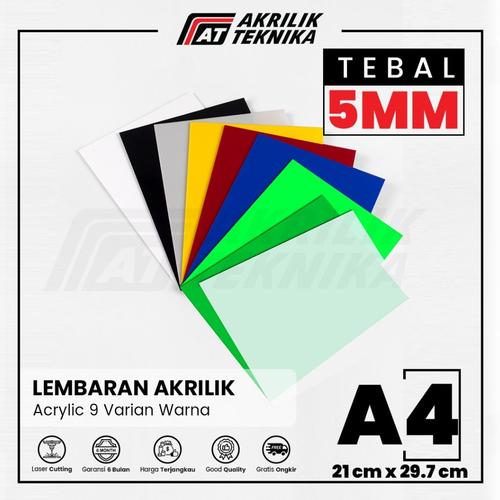 Jual Lembaran Sheet Akrilik A4 5mm - Bening Hitam Putih Kuning Merah ...