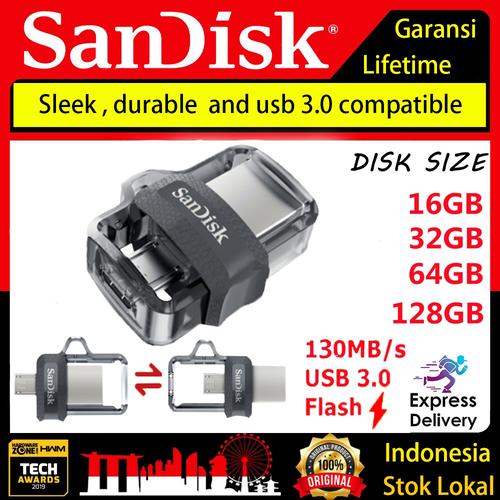 Jual Flashdisk OTG Micro 16/32/64/128GB SanDisk Dual Drive SDDD3 ...