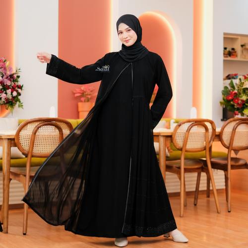 Jual Exclusive Abaya Bordir Savira By Salaf Boutique Bahan Jet Black ...