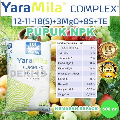 Jual YaraMila Complex 500 gr Repack Pupuk NPK Yara 12 11 18 S Kompleks Plus - Kab. Tangerang ...
