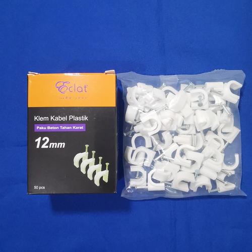 Jual Klem Kabel 12mm Putih Paku Beton Round Cable Clips No 12 Eclat ...