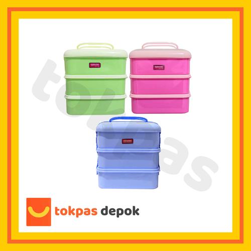Jual Rantang Segi Yoshkawa 3 Susun SS3 02/3 100% Original - Pink - Kota ...