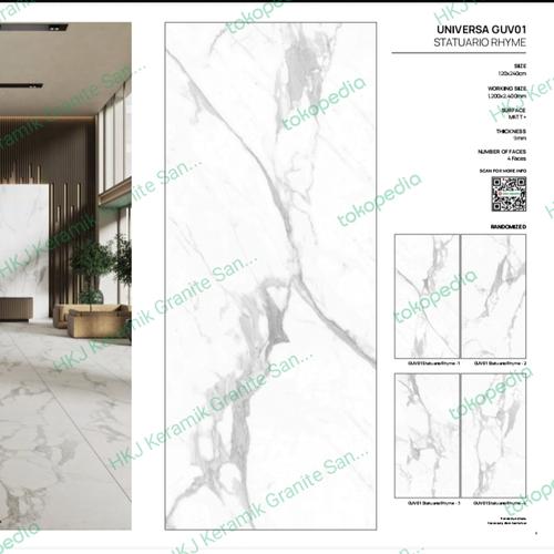 Jual GRANIT BIG SLAB MOTIF MARBEL UKURAN 120X240 STATUARIO RHYME GUV01 ...