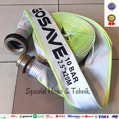 Jual FIRE HOSE KANVAS 2.5" X 30 METER 10 BAR + COUPLING MERK GOSAVE ...