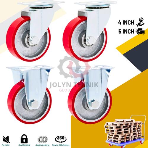 Jual RODA BEARING CASTER HEAVY DUTY BESI SET 4 PC HIDUP MATI 3 4 5 INCH ...
