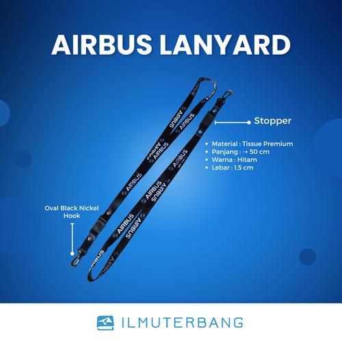 Jual Custom Lanyard AIRBUS Premium 2 Sisi Warna Hitam - Black Nickel ...