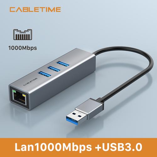 Jual USB A / C to LAN Ethernet RJ45 GbE CABLETIME Adapter Network Card ...