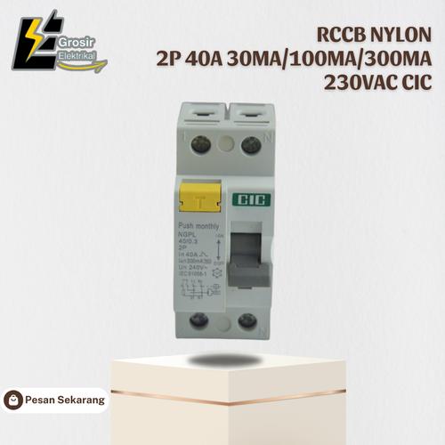 Jual RCCB NYLON 2P 40A 30MA, 100MA, 300MA 230VAC CIC - 2P 40A 100MA ...