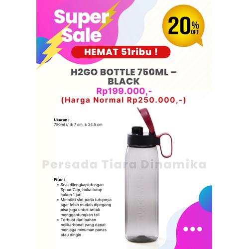 Jual TUPPERWARE BOTOL H2Go 750ML HITAM - BOTOL MINUM MENGGUNAKAN SEAL ...