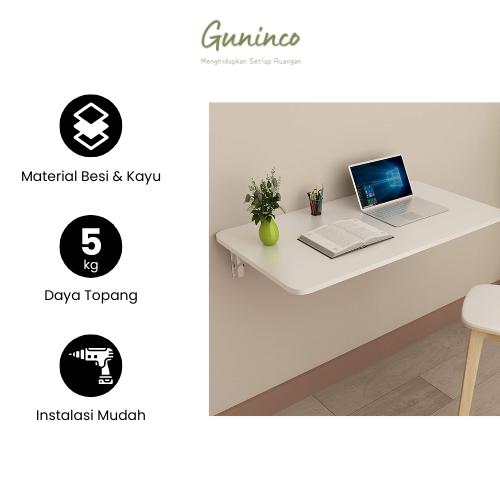 Promo GUNINCO MEJA SIKU LIPAT dinding meja ambalan tempel braket besi ...