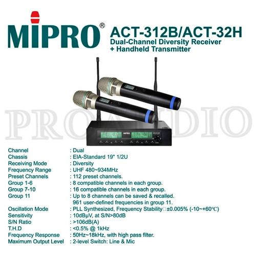 Jual Mic Wireless MIPRO ACT 312 B / ACT 32H ACT-312 B / ACT-32H ...