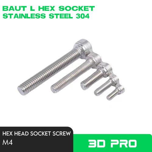 Jual Baut L Hex Head Socket Screw Stainless SS 304 M4 20mm 25mm 30mm ...