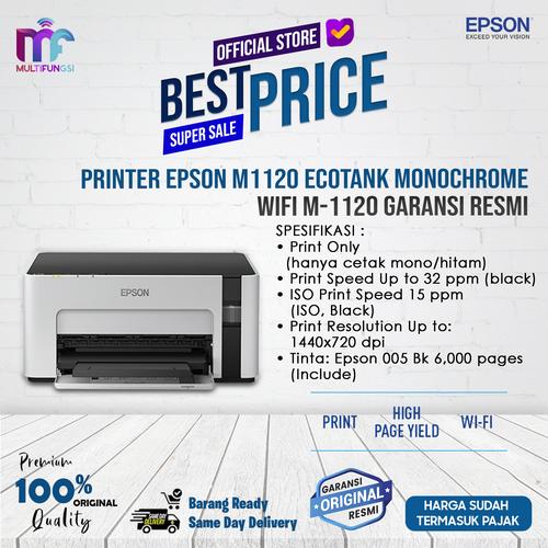 Promo Printer Epson M1120 EcoTank Monochrome WiFi M-1120 Garansi Resmi ...