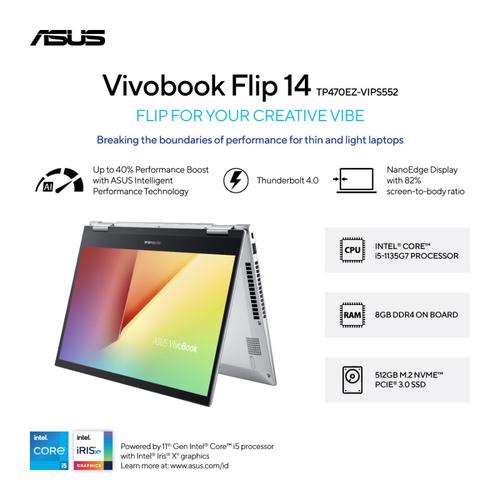 Jual Asus VivoBook Flip TP470EZ i5-1135G7-8GB-512GB SSD-Win 11+OHS ...