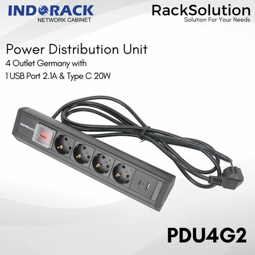 Jual PDU4G2 Indorack Desktop PDU 4 Outlet Colokan Germany & 2USB Port 2 ...