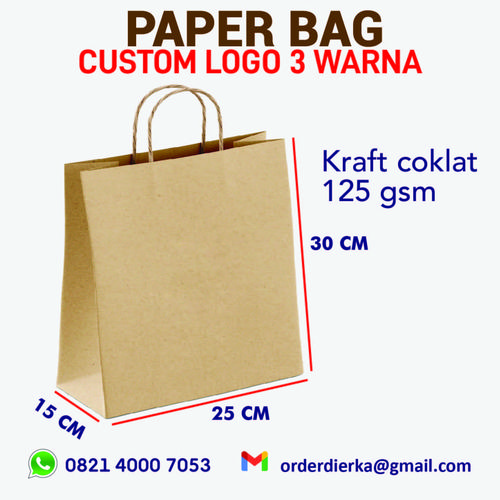 Jual PAPER BAG 25X15X30 CUSTOM LOGO 3 WARNA PAPERBAG TALI KERTAS ...