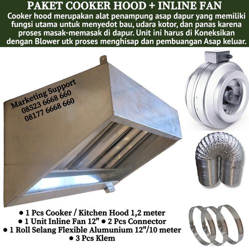 Jual PAKET Cooker Hood Penampung Asap Dapur 120cm + Inline Fan Blower ...