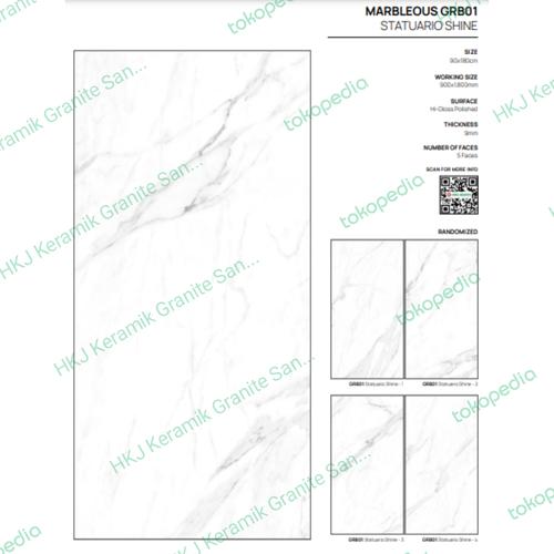 Jual GRANIT BIG SLAB MARBEL STATUARIO SHINE GRB01 UKURAN 90X180 BY NIRO ...