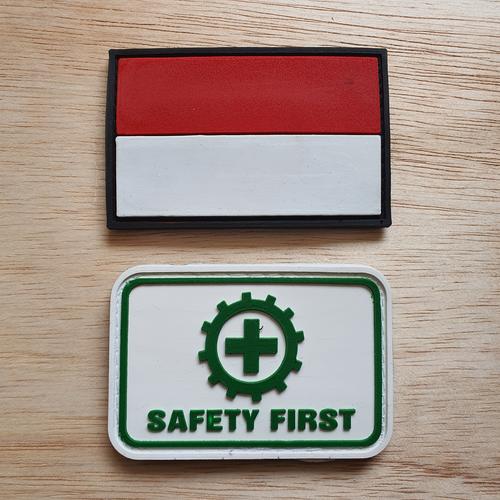 Jual patch rubber logo k3 safety first + bendera indonesia satu set ...