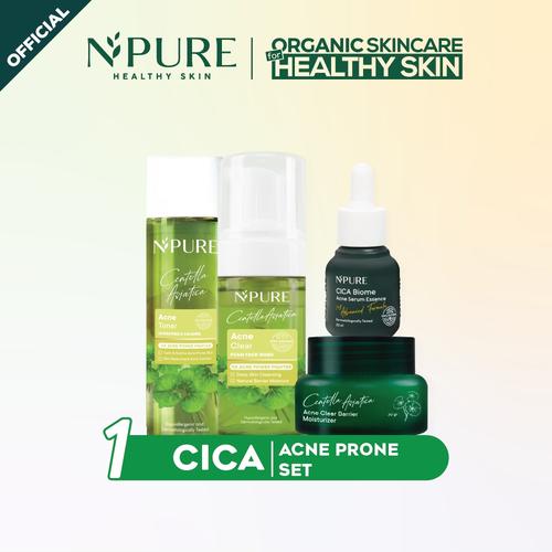 Promo NPURE Paket 4 PCS, Cleanser | Toner | Serum | Moisturizer - Cica ...