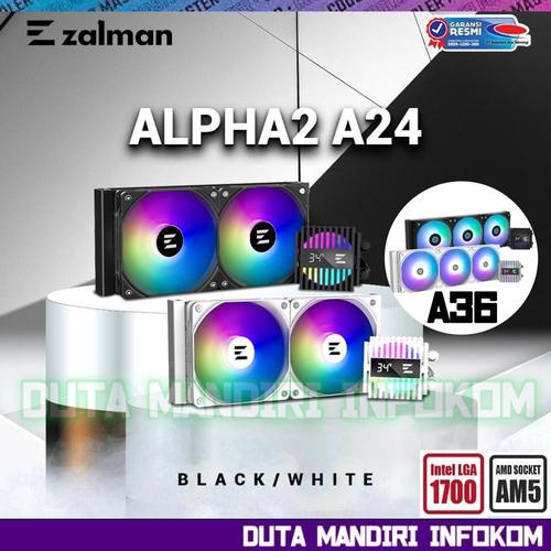 Promo Zalman ALPHA2 A24 A36 - ARGB AIO Liquid CPU Cooler Temperature Display - A24 240mm Black ...