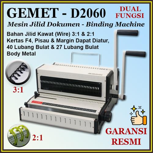 Jual GEMET D2060 Mesin Jilid Binding Kawat DUA FUNGSI 3:1 & 2:1, F4 ...