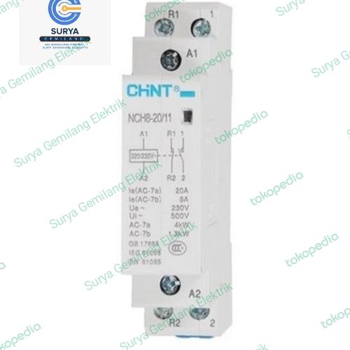 Jual Contactor Modular Din Rail Chint NCH8 20/20 20A 2P 2NO Kontaktor ...