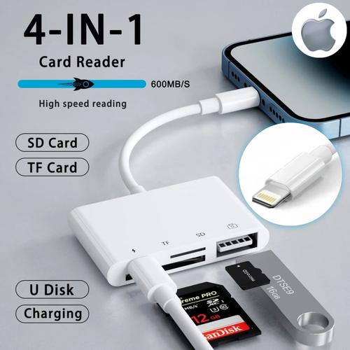 Jual lightning 4 in 1 card reader SD TF USB 3.0 OTG & Charging adapter ...