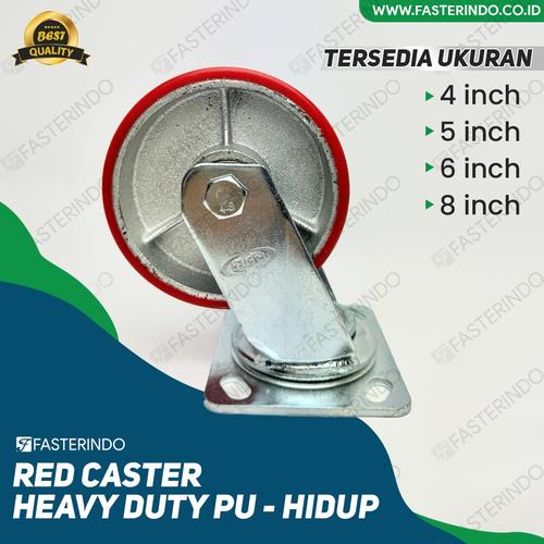 Jual Roda Merah Caster Heavy Duty PU / Red Caster Heavy Duty Hidup - 4 ...