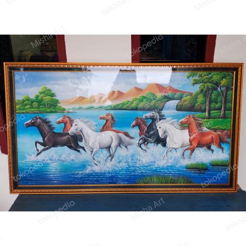 Jual Lukisan kuda air 8 ekor fengshui plus figura siap pajang - Kab ...