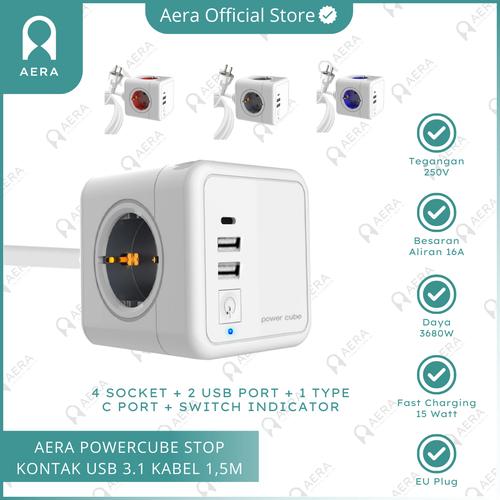 Promo SOCKET POWER CUBE USB 3.1 KABEL 1.5 M | POWERCUBE STOP KONTAK LISTRIK - Abu - Abu ...