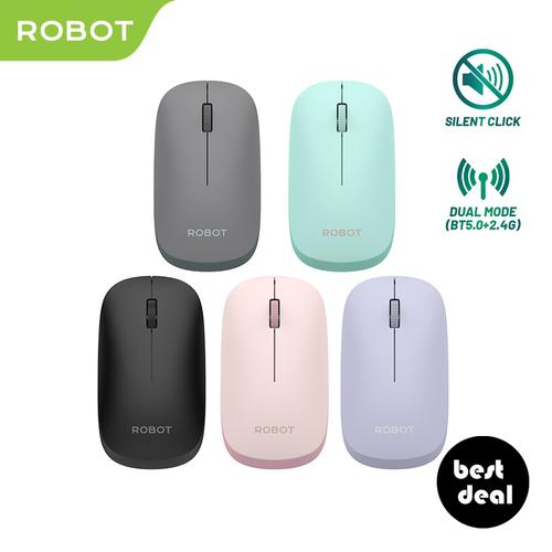 Jual Robot M390 Bluetooth Wireless Mouse Silent Click Colorful - Grey ...
