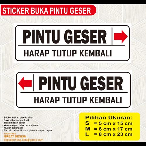 Jual STICKER PINTU GESER HORIZONTAL/6 CM X 17.5 CM (TUTUP KEMBALI) - XL ...