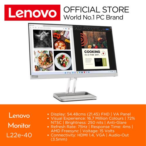 Promo Monitor Lenovo L22e-40 FHD 21.45Inch 75Hz 72% NTSC AMD FreeSync ...