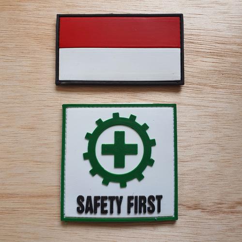 Jual patch rubber logo k3 safety first besar + bendera indonesia ...