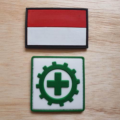 Promo patch rubber logo k3 safety first kotak + bendera indonesia satu ...