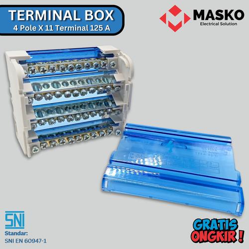 Jual Rel Din Blok Terminal Masko 4Px11 Kotak Distribusi Daya 125A 125 A ...
