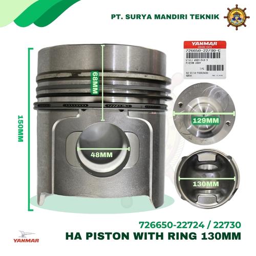 Jual PISTON WITH RING HAL 130MM 726650-22724 / 22730 YANMAR ASLI ...