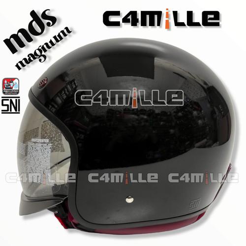 Jual HELM MDS RETRO SOLID BLACK HALF FACE KACA SMOKE - XL - Jakarta ...