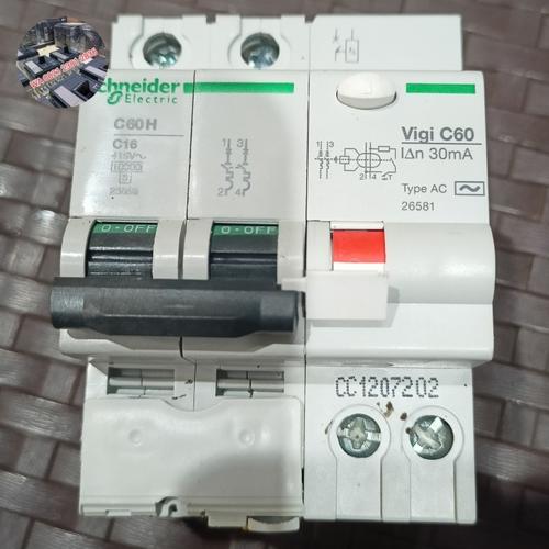 Jual MCB SCHNEIDER C60H 2P 16A C/W VIGI 30MA ORIGINAL SCHNEIDER ...