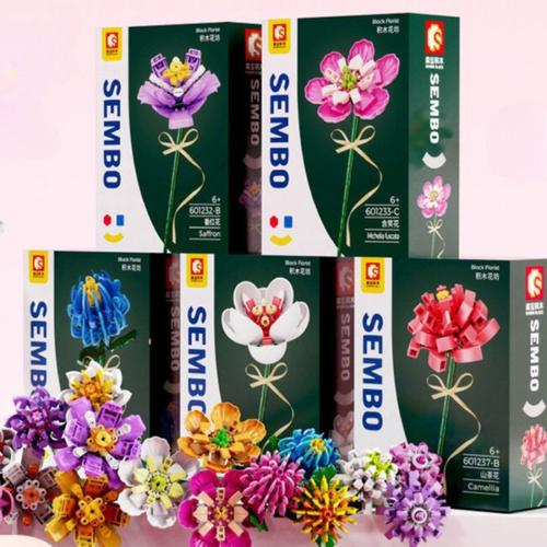 Promo TWH SEMBO Block Brick Florist Bunga Puzzle Flower Decor DIY ...