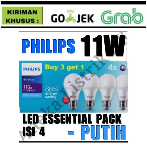 Jual PHILIPS LED ESSENTIAL 11W PAKET isi 4 PCS 4PCS 11 WATT PACK 3+1 3 ...
