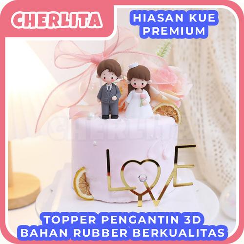 Jual Topper Wedding Groom Bride Pengantin Wanita Pria Double Happiness - Bride Gaun - Kota ...